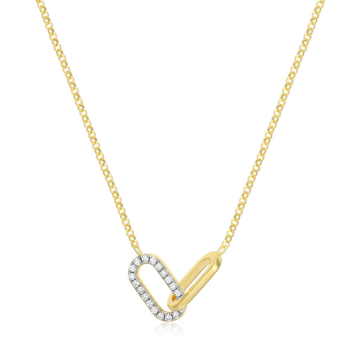 "M" Lab-Created Diamond Two-Tone Paperclip Necklace - GNM Fine Jewellers